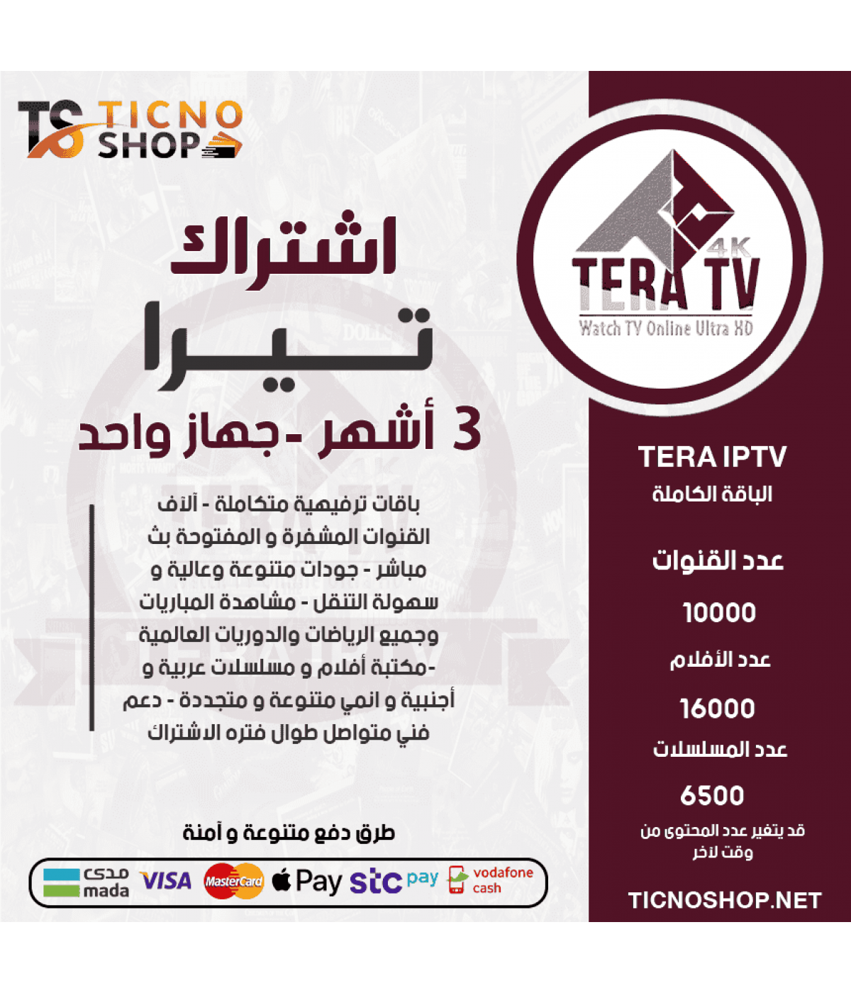 TERA IPTV - Subscription For 3 Months